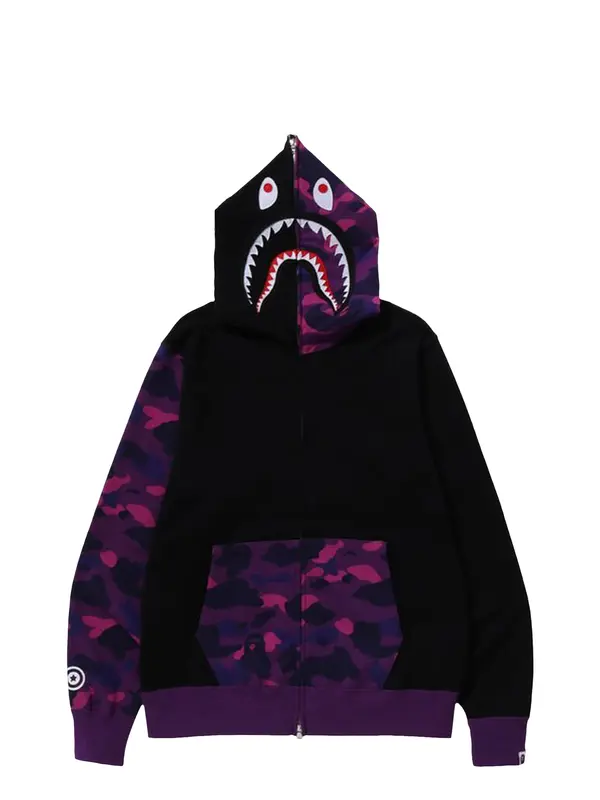 BAPE Color Camo Shark Full Zip Hoodie - Purple