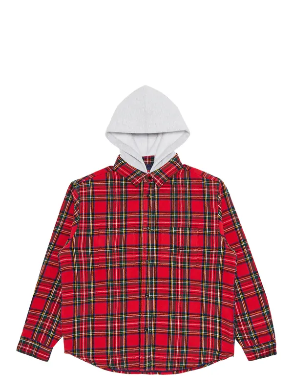 Supreme Tartan Flannel Hooded Shirt - Red