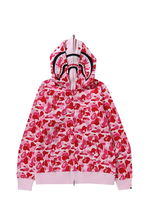 BAPE Abc Camo Double Shark Full Zip Hoodie - Pink
