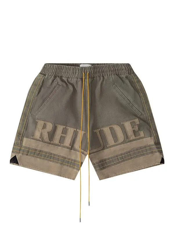 Rhude Embroidered Logo Canvas Shorts - Green