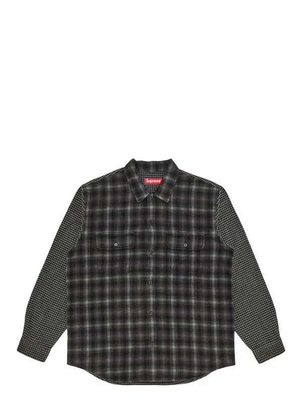 Supreme Houndstooth Plaid Flannel Shirt - Black