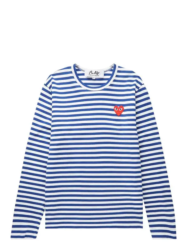 Play Comme Des Garcon Striped Long-sleeve T-shirt - Blue
