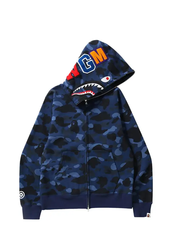 BAPE Color Camo Shark Full Zip Hoodie - Blue