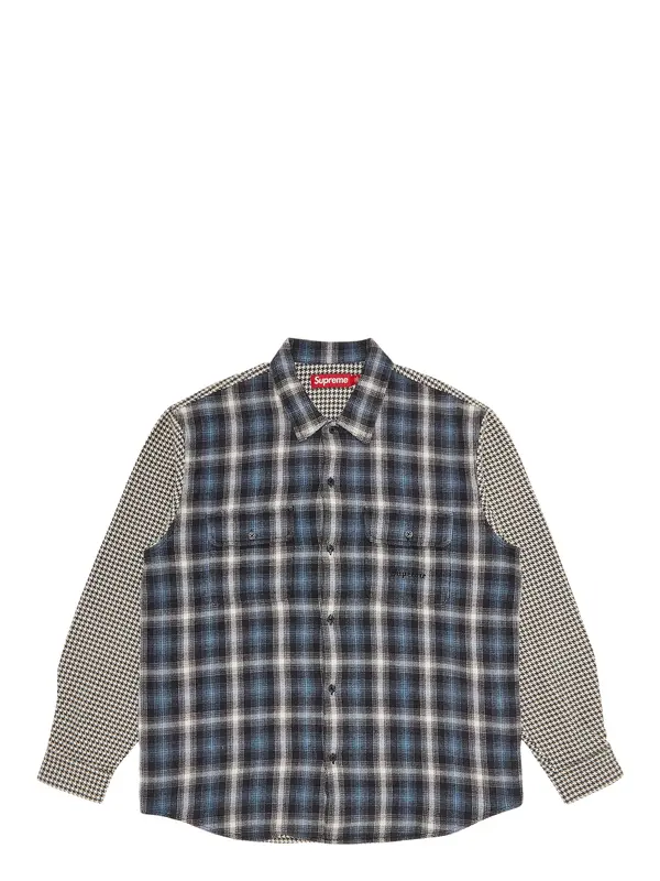 Supreme Houndstooth Plaid Flannel Shirt - Blue