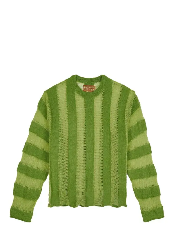 BRAIN DEAD Fuzzy Threadbare Pullover Sweater - Green
