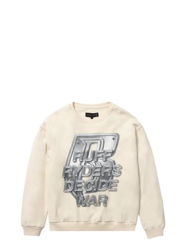 WHO DECIDES WAR BY EV BRAVADO Ruff Ryders Crewneck - White