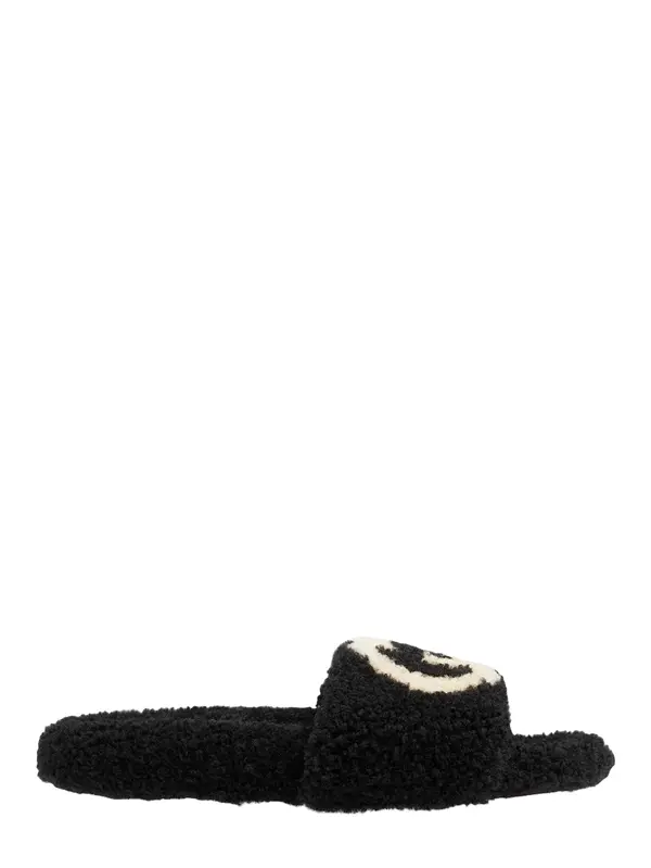 Gucci Interlocking G Merino Wool Slide - Black