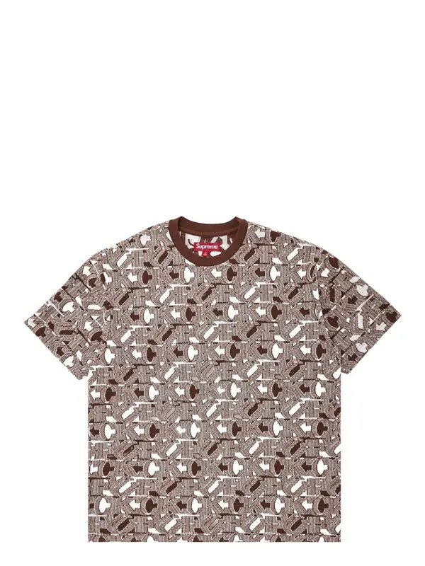 Supreme Intarsia Knit Short-sleeve Top - Brown