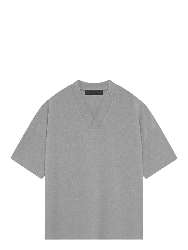 Fear Of God V Neck T-shirt 'dark Heather Oatmeal - Grey