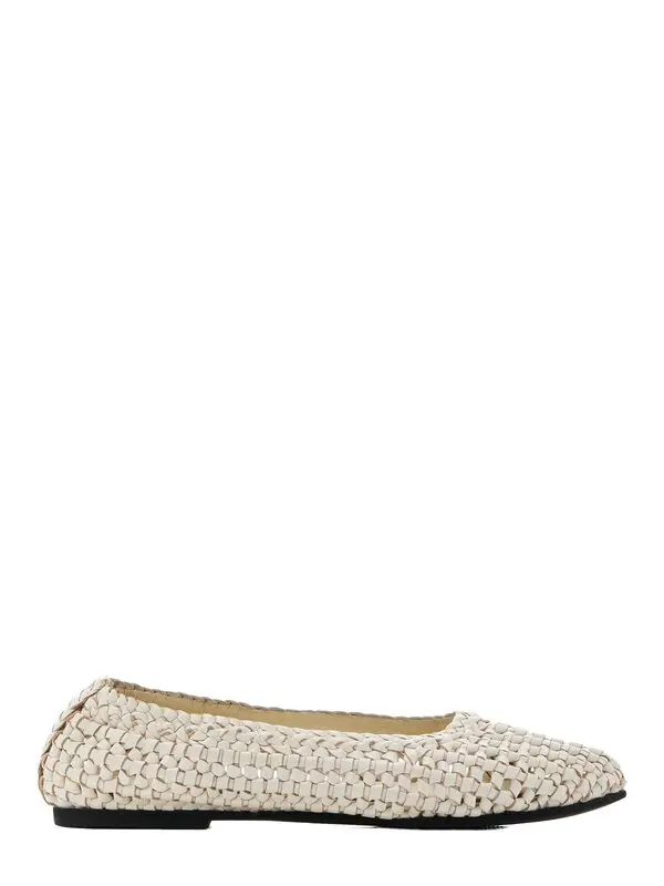 ST. AGNI Macrame Leather Ballet Flats - White