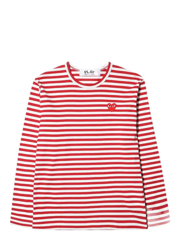 Play Comme Des Garcon Striped Long Sleeve T-shirt - Red