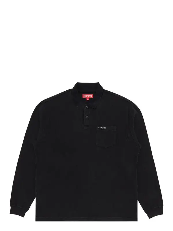 Supreme Thermal Long-sleeve Polo - Black