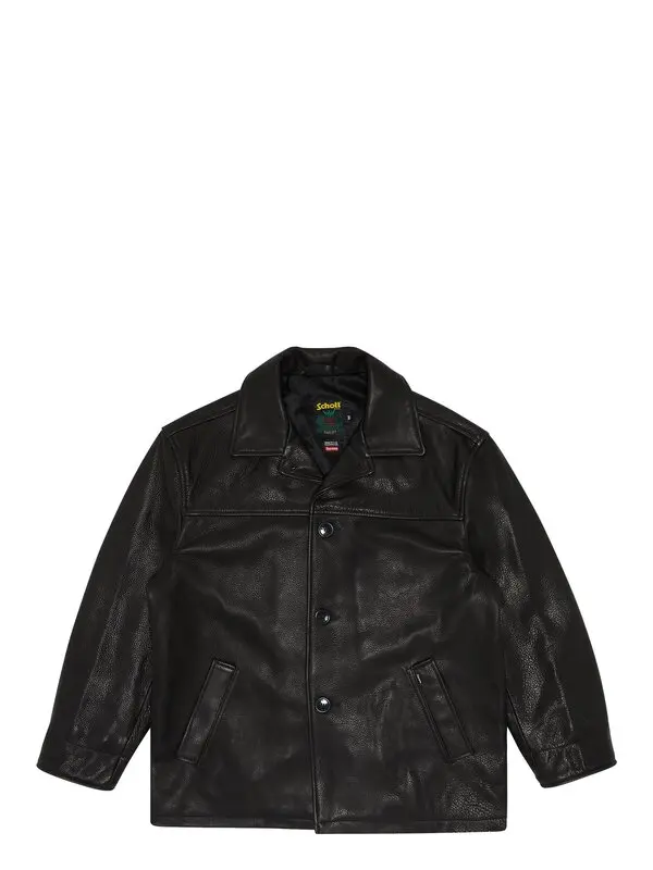 Supreme X Schott Leather Car Coat - Black