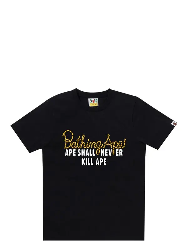 A BATHING APE Champion Logo Tee - Black