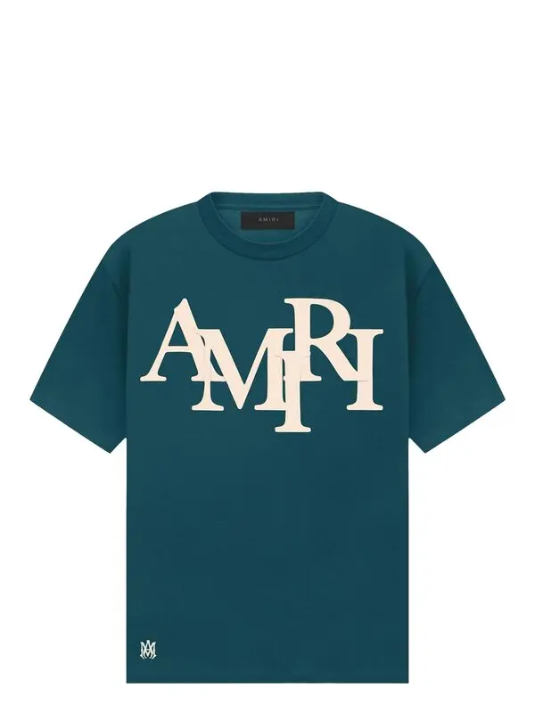 Amiri Staggered Logo Tee 'rain Forest - Green