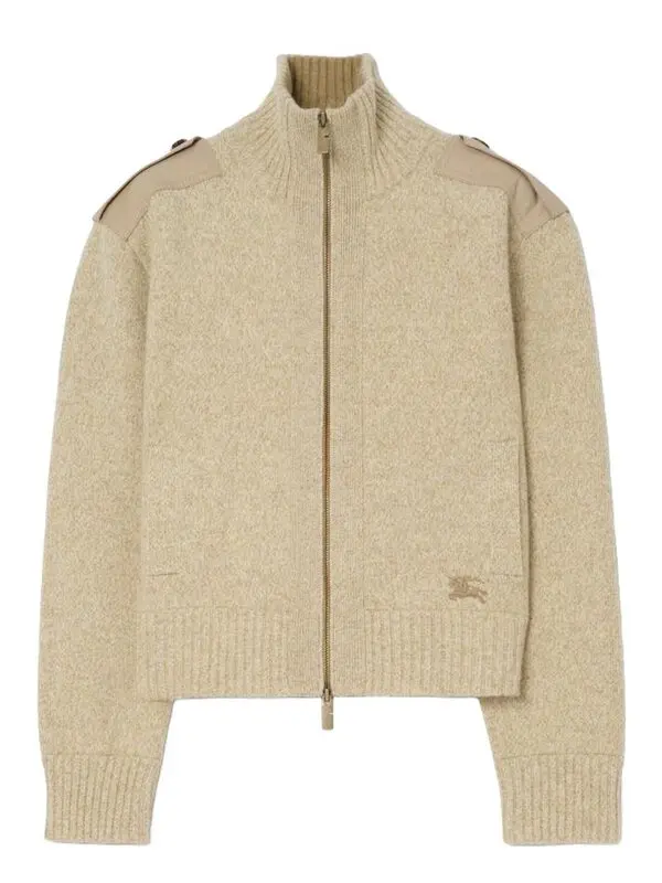 Burberry Wool Cashmere Funnel-neck Jacket - Hamper Beige