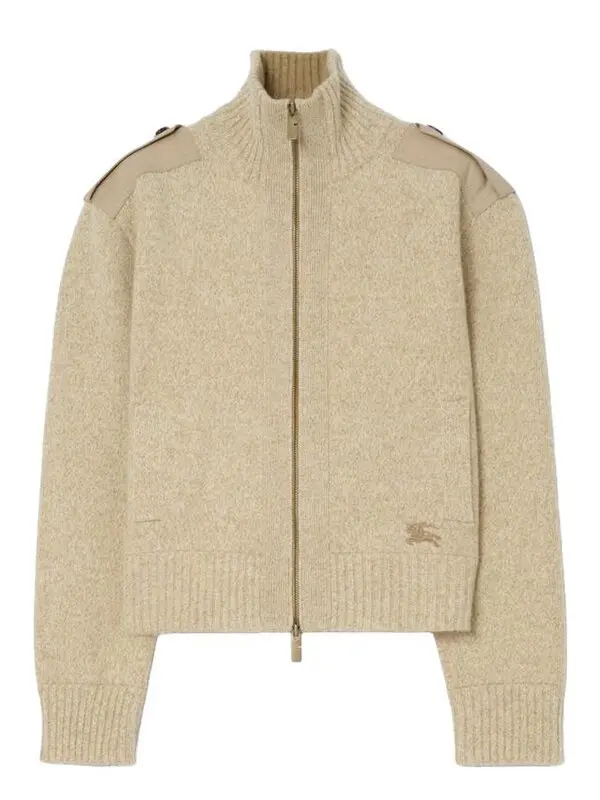 Burberry Wool Cashmere Funnel-neck Jacket - Hamper Beige
