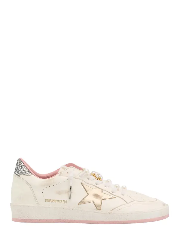 Golden Goose Ball Star Pearly Glitter Low-top Sneakers - Cream Latte Platinum Silver