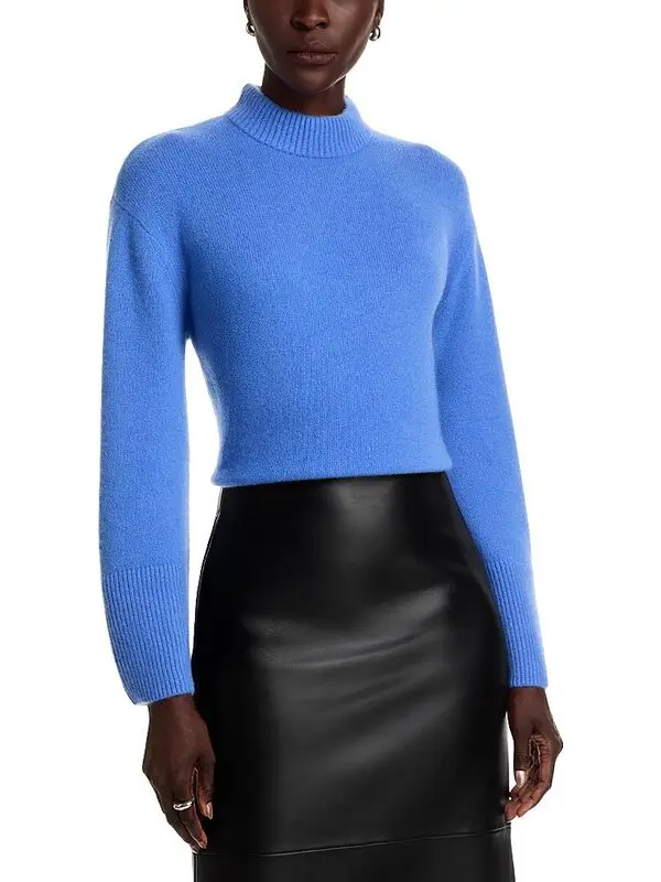 Bloomingdale'S Cashmere Long Sleeve Mock Neck Pullover - Hydrangea Blue