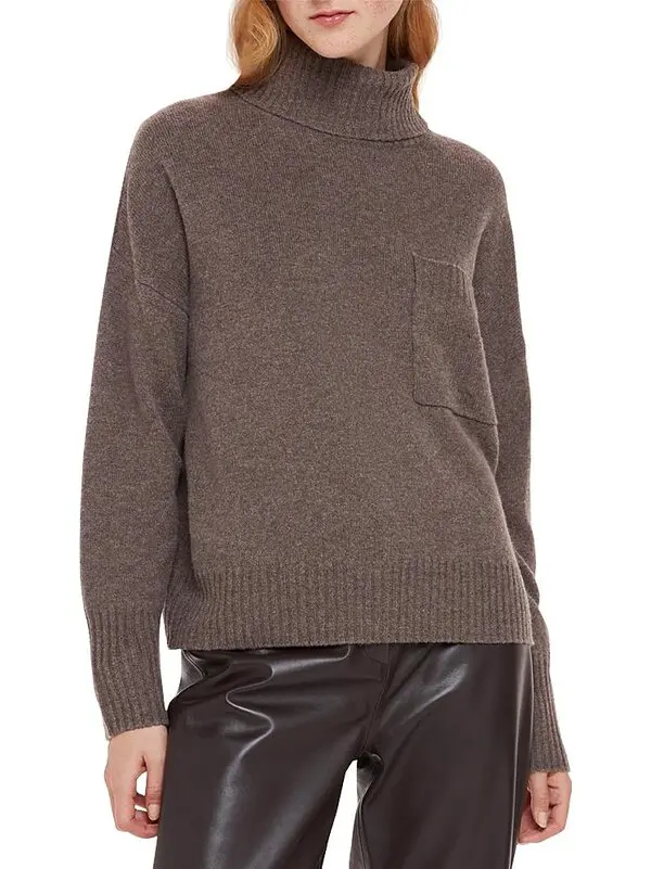 Whistles Pocket Turtleneck Sweater - Chocolate