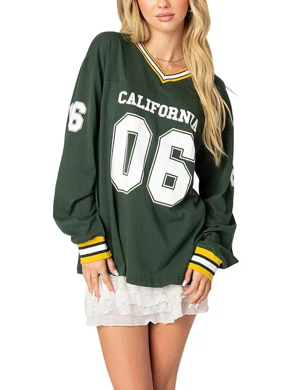 EDIKTED Oversized Baseball T-shirt - Green