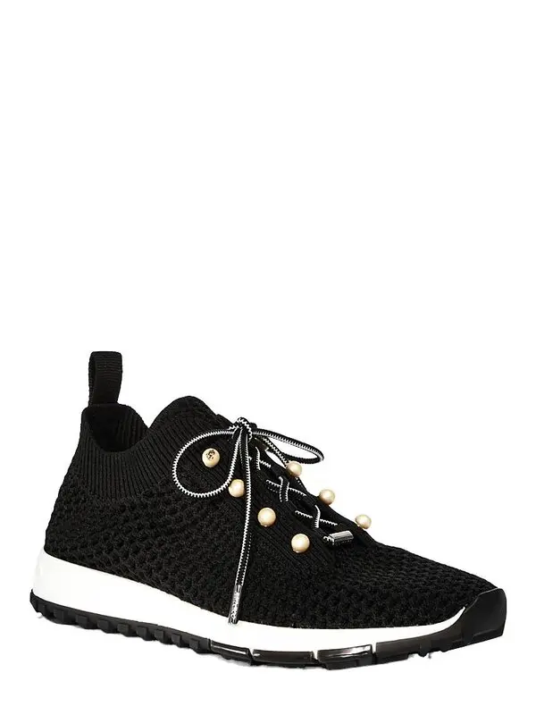 JIMMY CHOO Veles Crochet Knit Low Top Sneakers - Black