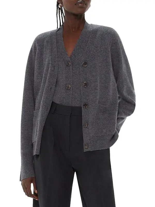 Whistles Wool Relaxed Fit Cardigan - Dark Gray