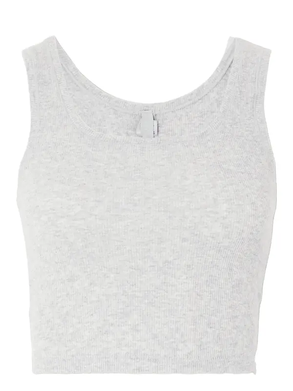 SKIMS Ribbed Cotton-blend Jersey Tank - Gray
