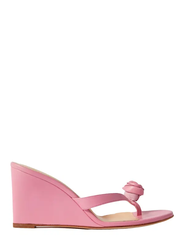 Magda Butrym Embellished Leather Wedge Sandals - Pink