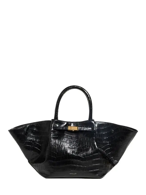 DEMELLIER Midi New York Bag - Black Croc