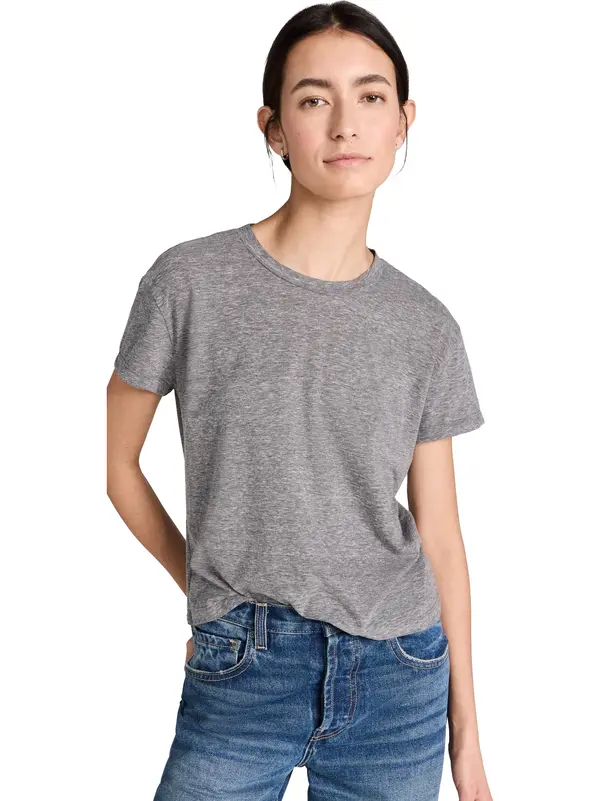 PERFECTWHITETEE Harley Cotton Boxy Crew Tee - Heather Grey