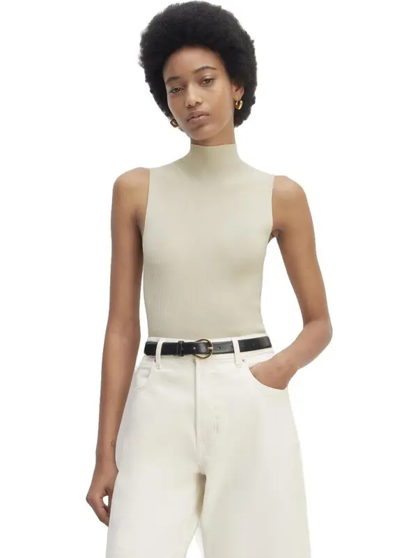Everlane Viscose Mock Neck Top - Beige