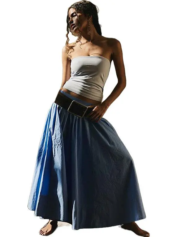Free People Lowen Midi Skirt - Blue Vista