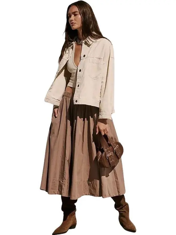 Free People Lowen Midi Skirt - Dusted Cocoa