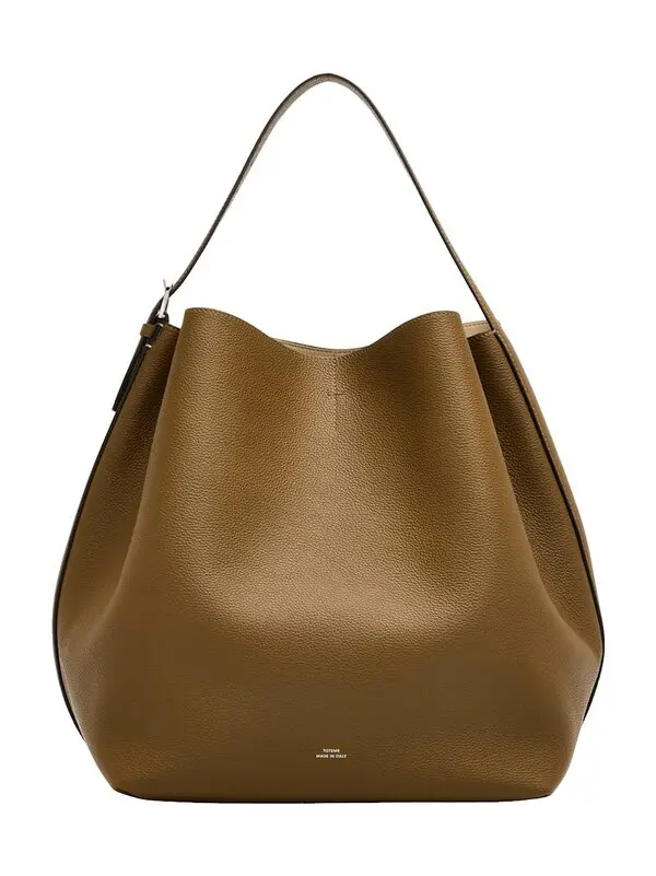 TOTEME Belted Leather Tote Bag - Dark Taupe