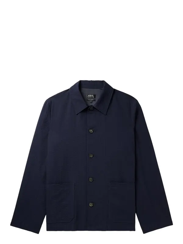 A.p.c. Cotton-seersucker Overshirt - Blue