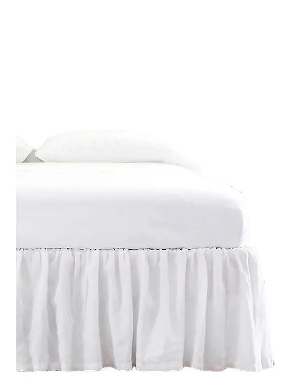 POM POM AT HOME Gathered Linen Bedskirt - White