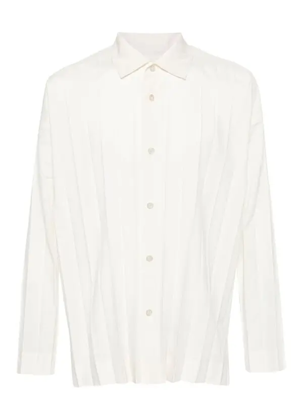 Issey Miyake Edge Pleated Classic-collar Shirt - White