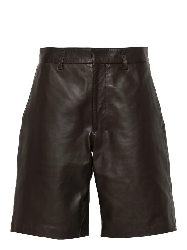 LEMAIRE Leather Knee Shorts - Brown