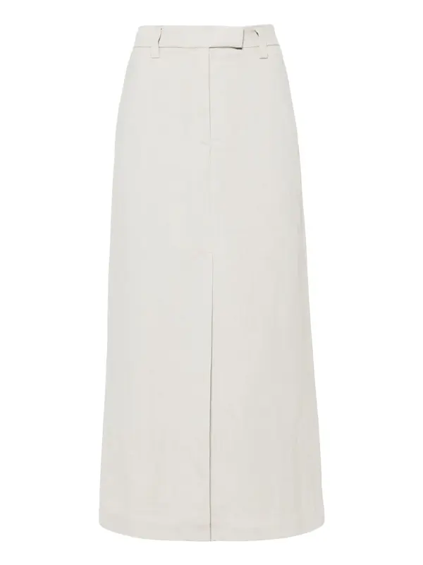 Brunello Cucinelli Fluid Twill Maxi Skirt - Neutrals