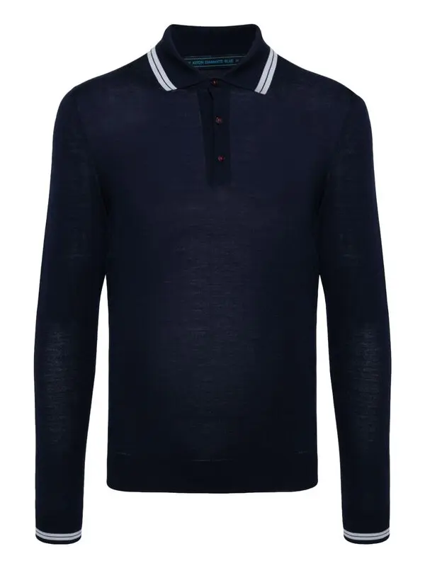 Kiton Knitted Wool Polo Shirt - Blue