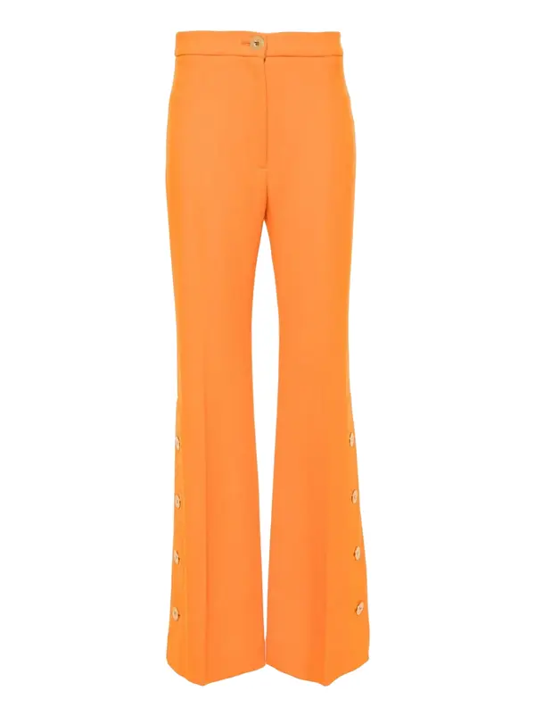 Patou Button-hem Flared Wool Trousers - Orange