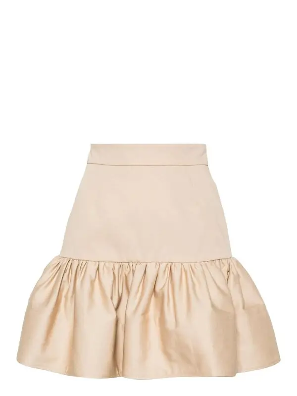 PATOU Ruffled Cotton Miniskirt - Neutrals