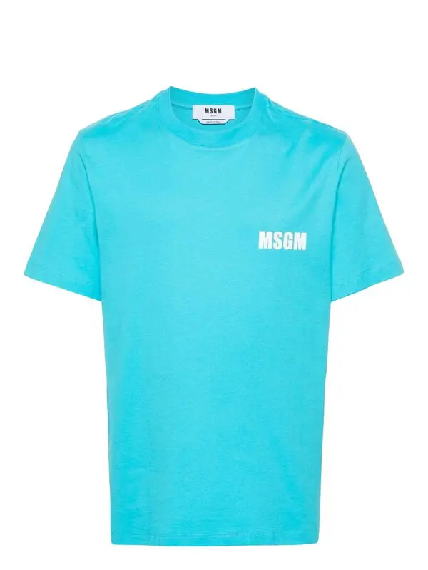 MSGM Logo-print Cotton T-shirt - Blue
