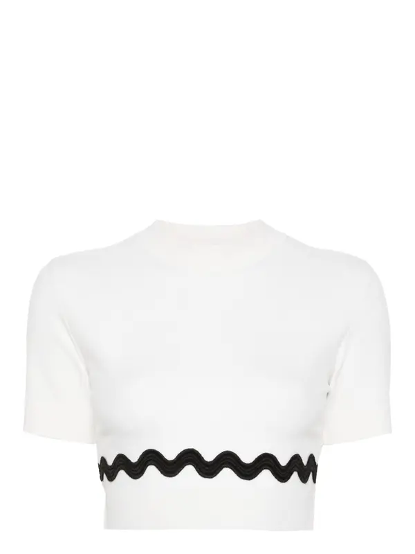 Patou Wave Cropped Sweater - White
