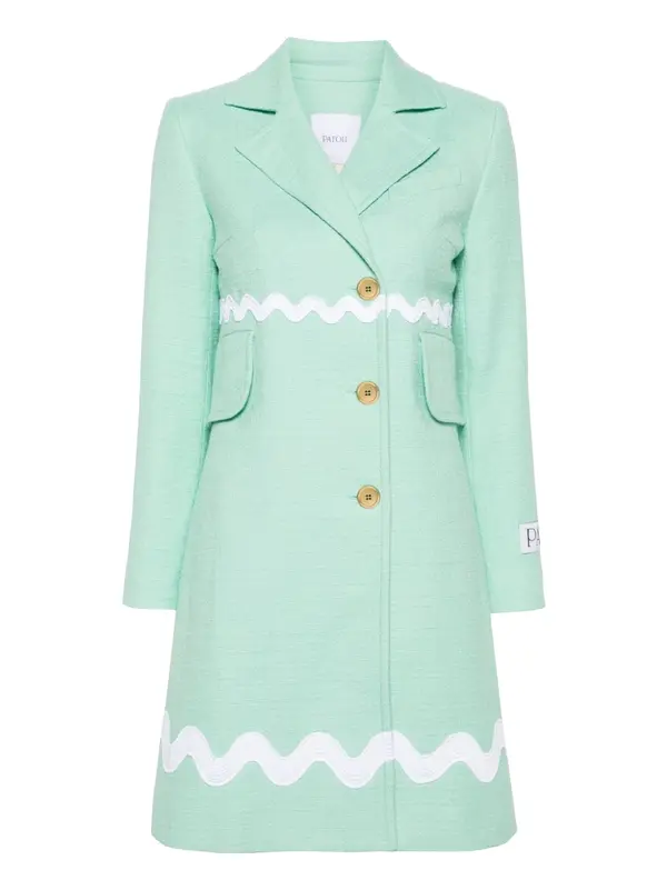 Patou Wave Tweed Coat - Green