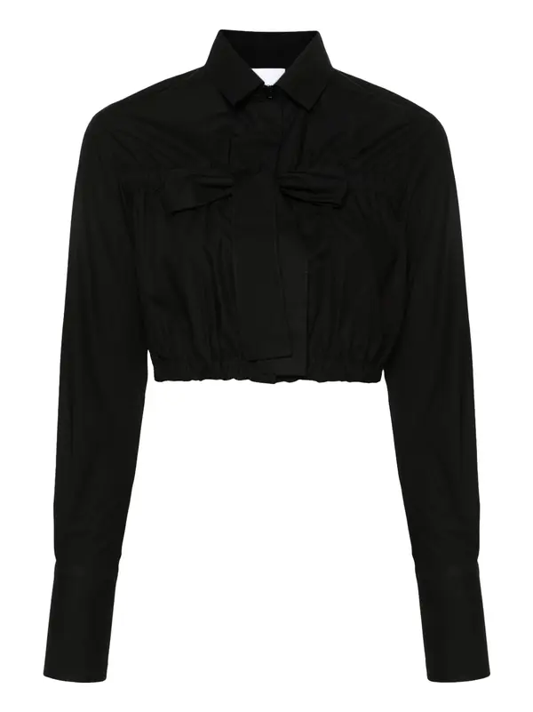 Patou Bow Cropped Blouse - Black
