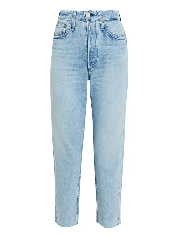 Rag & Bone Cropped High-rise Slim-leg Jeans - Light Denim