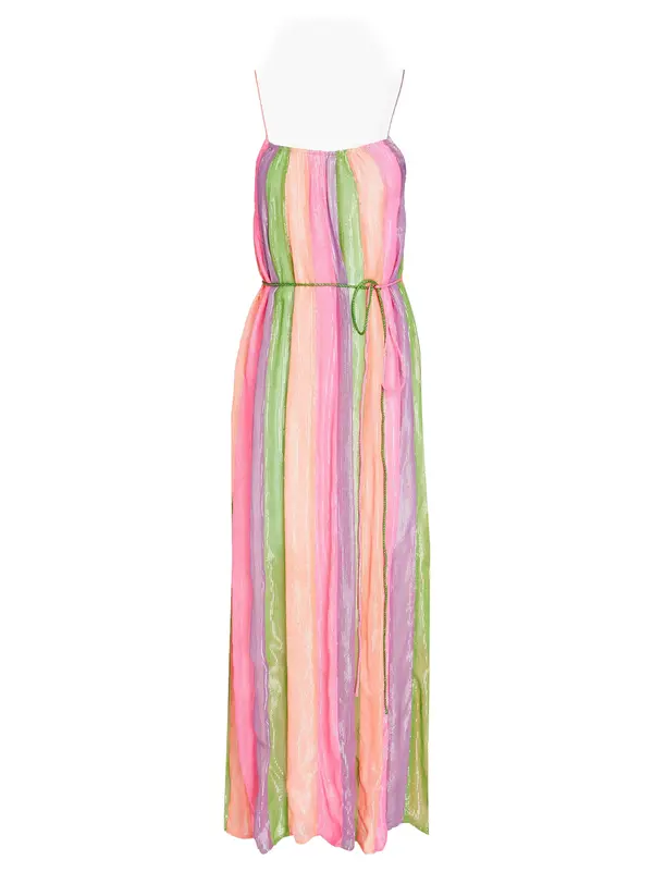 Sundress Vanille Metallic Striped Maxi Dress - Multicolor