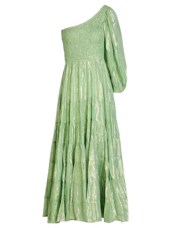 Sundress Joanna One-sleeve Maxi Dress - Light Green